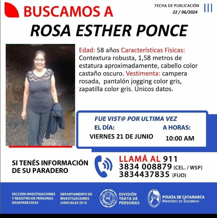 Buscan desesperadamente a Rosa Esther Ponce, una mujer de 58 años - La Unión Digital