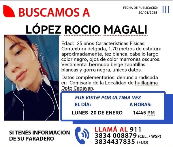 Intensa búsqueda de Roció Magali López - La Unión Digital